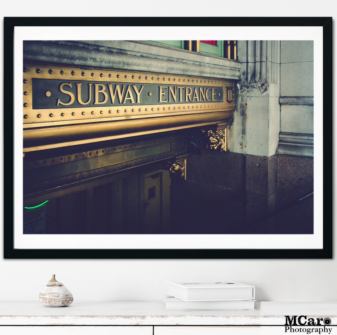Subway Sign Print, NY Subway Art Print, Old New York Print, Gargoyles ...