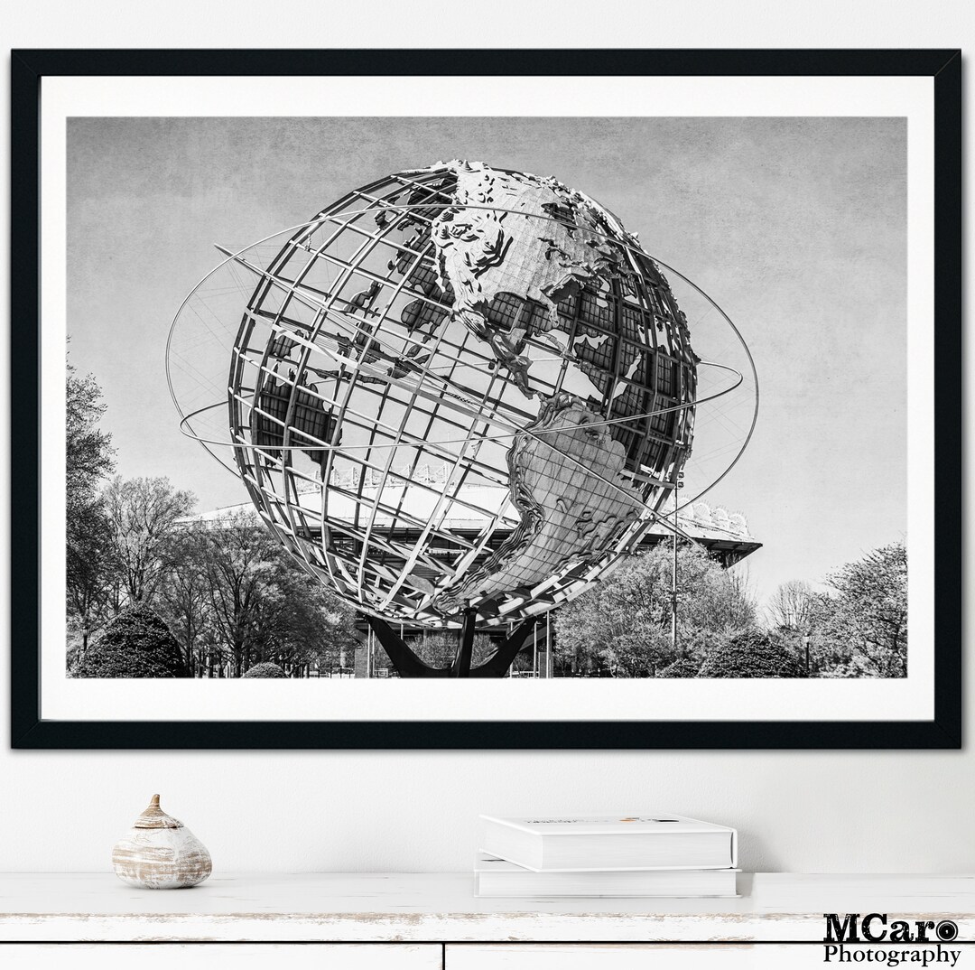 Queens Print, Queens Unisphere Globe, Sculpture Print, New York ...