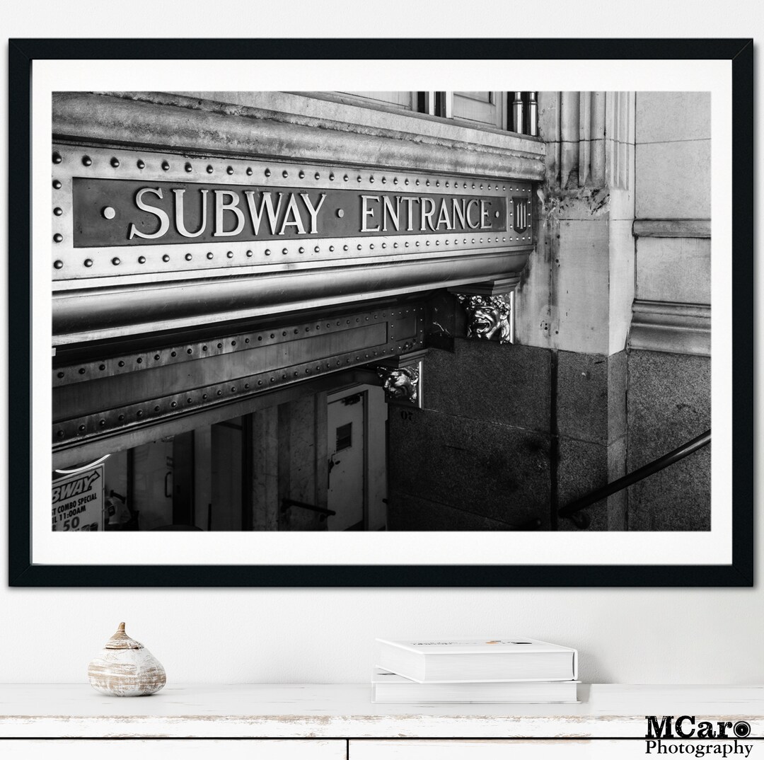 Subway Sign Print, NY Subway Art Print, Old New York Print, Gargoyles ...