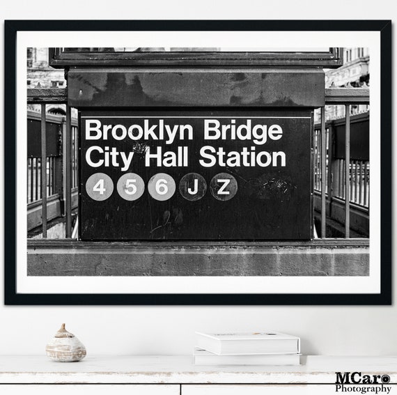 Brooklyn Bridge Sign Print City Hall Subway Station New York | Etsy