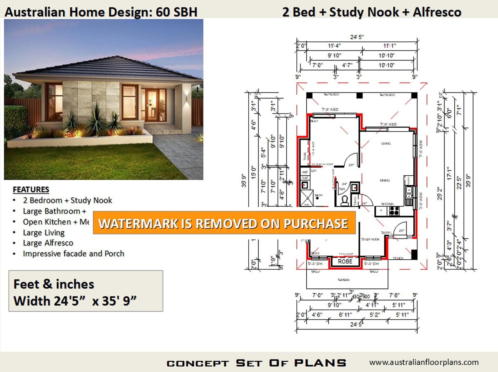 60 M2 | 645 Sq Foot | 2 Bedroom House Plan 60 SBH | Concept House Plans ...