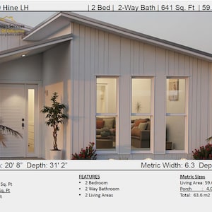 60 M2 | 685 Sq Foot | 2 Bedroom House Plan 59 Hine | Small Home ...