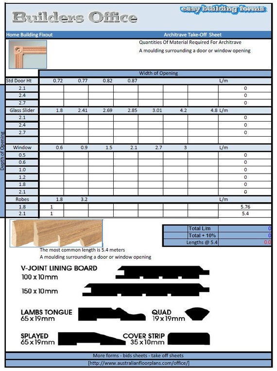 Construction Takeoff Sheet