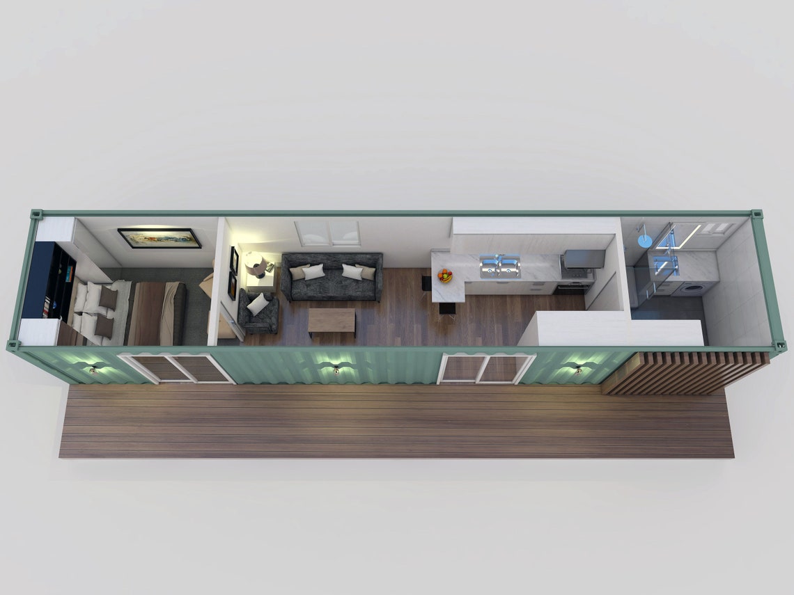 40'x8' Shipping Container Home Plan Architectural - Etsy Australia