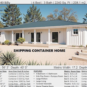 Build Plan#2240 Billy: Shipping Container Home House Plans/ House Plans ...