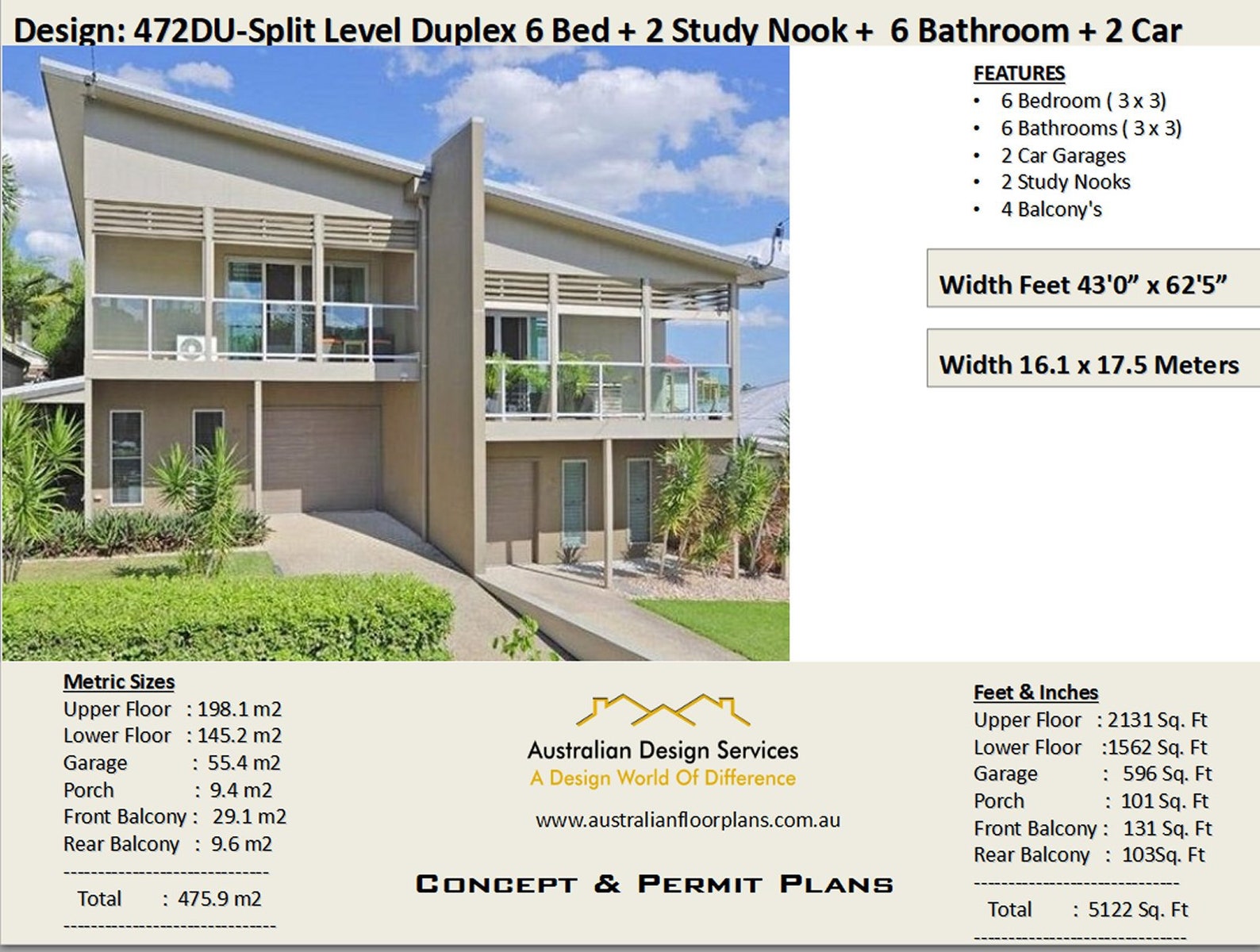 Split Level Duplex-townhouse Design 475 M2 or 5122 Sq Foot - Etsy Australia