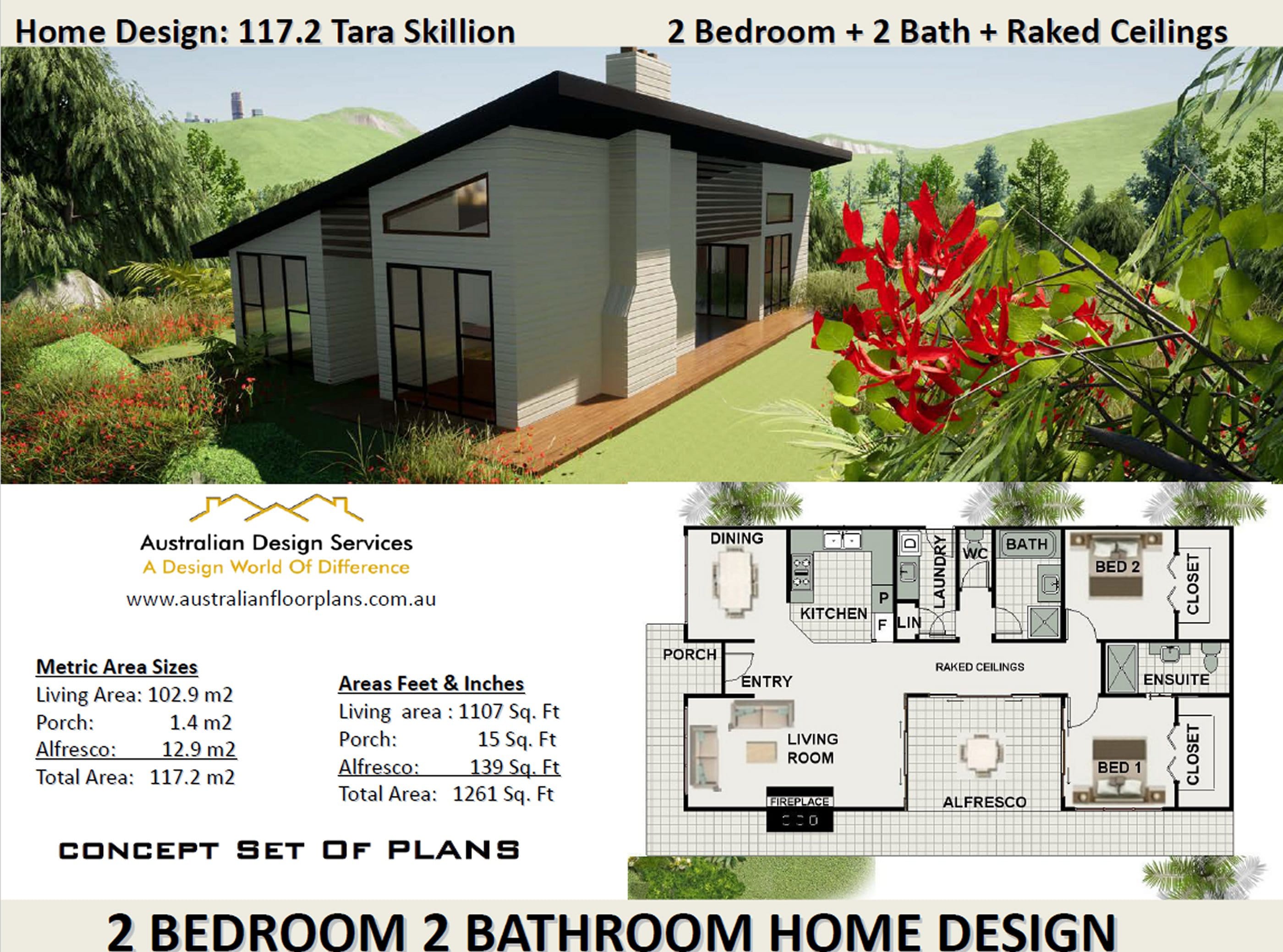 117.2 Tara House Plan | 103 Sq Meters (1,107 Sq Ft) – Modern 2-bedroom ...