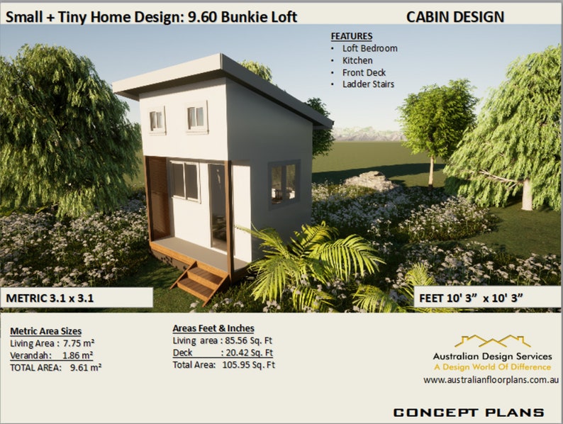 Affordable Tiny House Plans 105 Sq Ft Cabin/bunkie With Loft - Etsy
