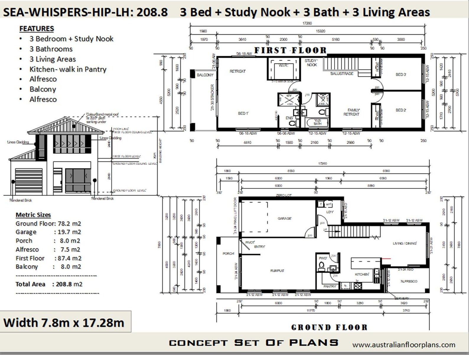 208 M2 | 2247 Sq. Feet | 2 Storey House Design | Two Storey Floor Plans ...