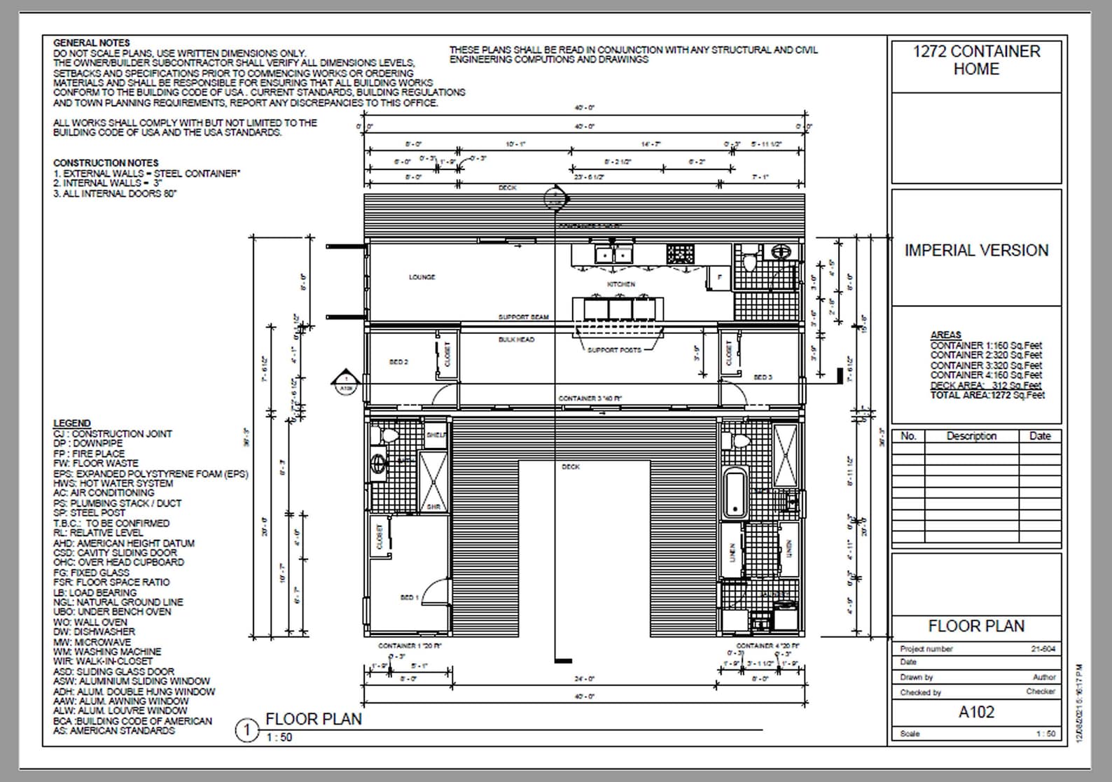Build Plan#1272 Noah: 3-bedroom SHIPPING CONTAINER Concept Home Plans ...