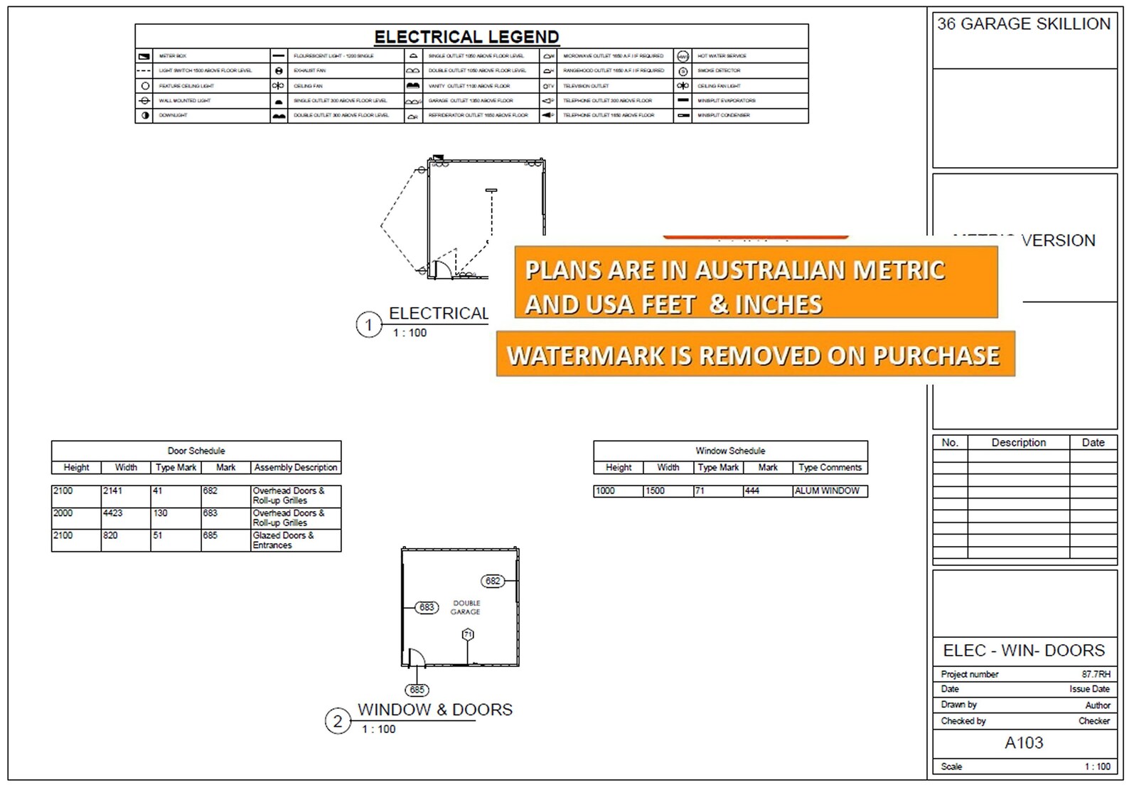 Detached 20'x20' Two Car Garage | Architectural Plans - Blueprint ...