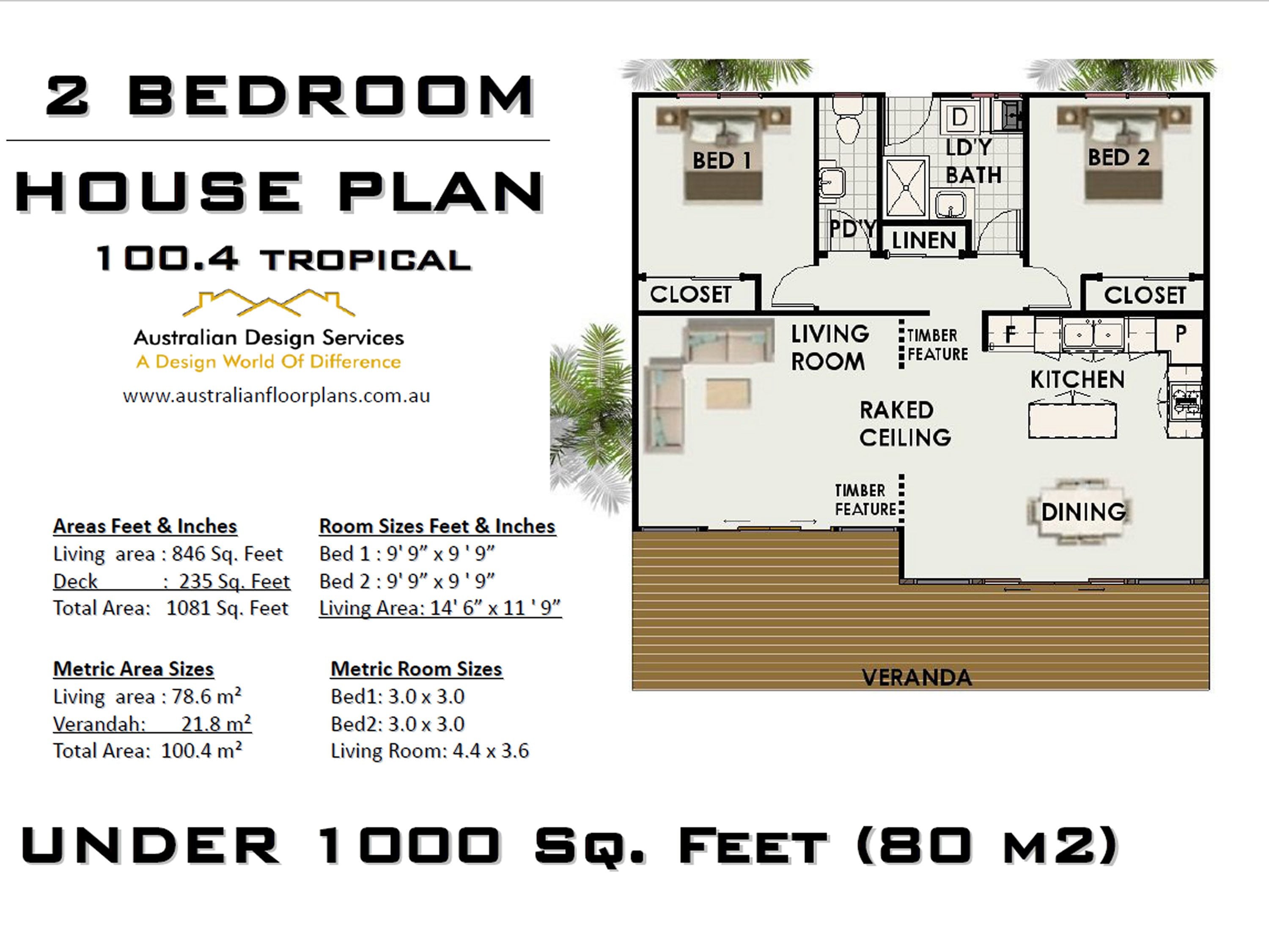 TROPICAL GRANNY FLAT Small and Tiny Home Design 78.6m2/ 846 Sq. Feet ...