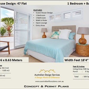 SELF CONTAINED STUDIO / Granny Flat Small and Tiny House Plan, Guest ...