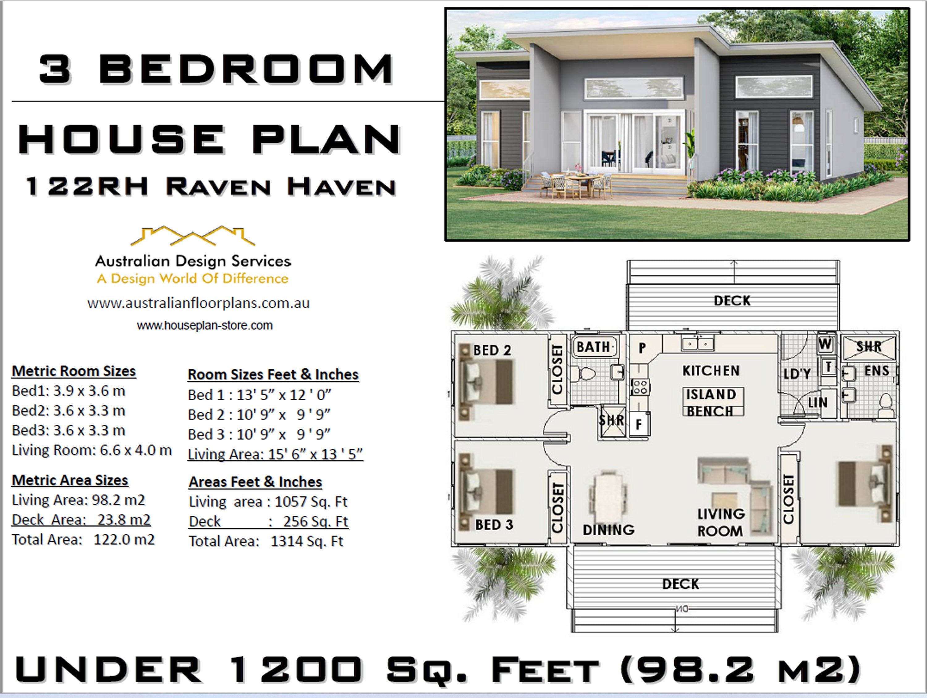47 X 34 -MODERN 3 BEDROOM HOME - Architectural Concept House Plans ...