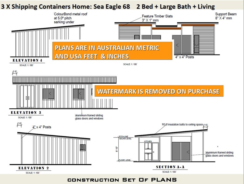 2 Bedroom Shipping Container Home Concept Plans for Sale - 46.10 M2 or ...