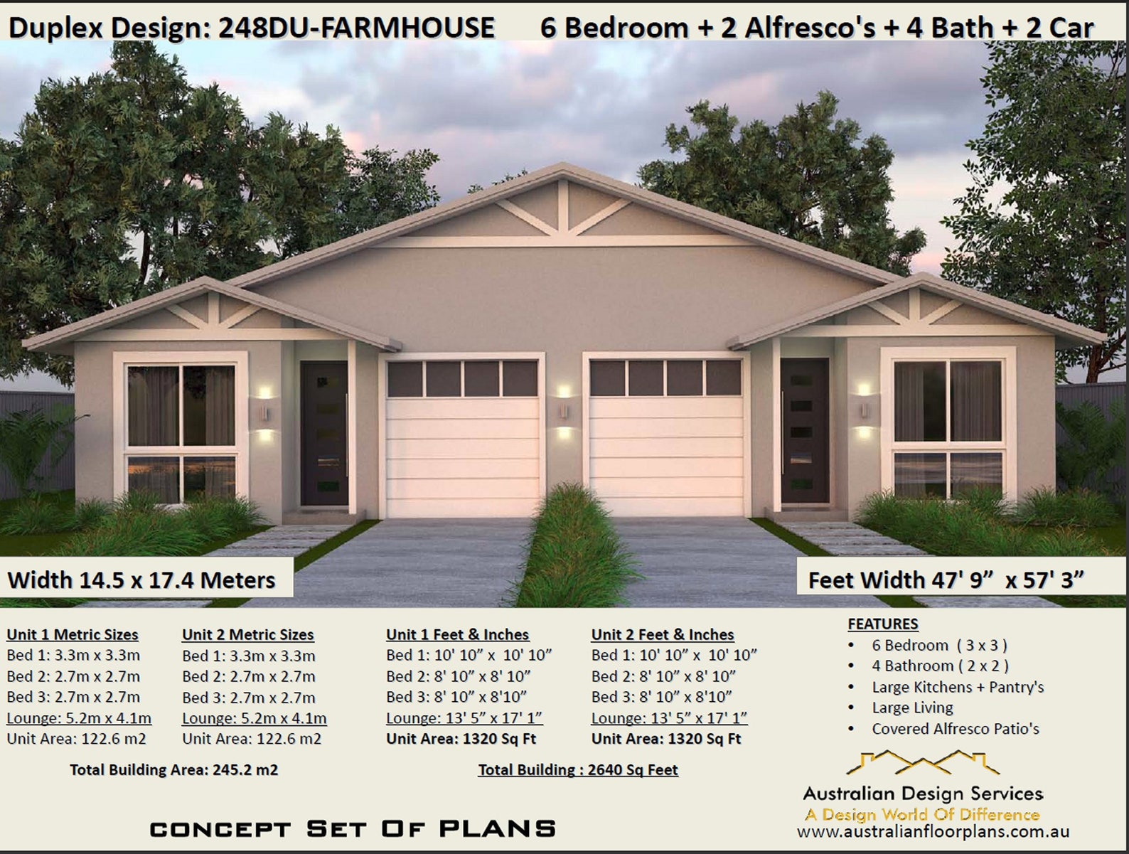 Country Farmhouse Duplex 2640 Sq. Foot or 245.2 M2 | | 3 X 3 Bedroom ...