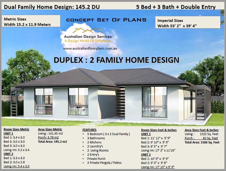 5 Bedroom Home | Multi-family Duplex | Dual Key Design - Etsy