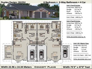 Multi Family Duplex House Plans/ 8 Bedroom Home/ Modern Duplex multi ...