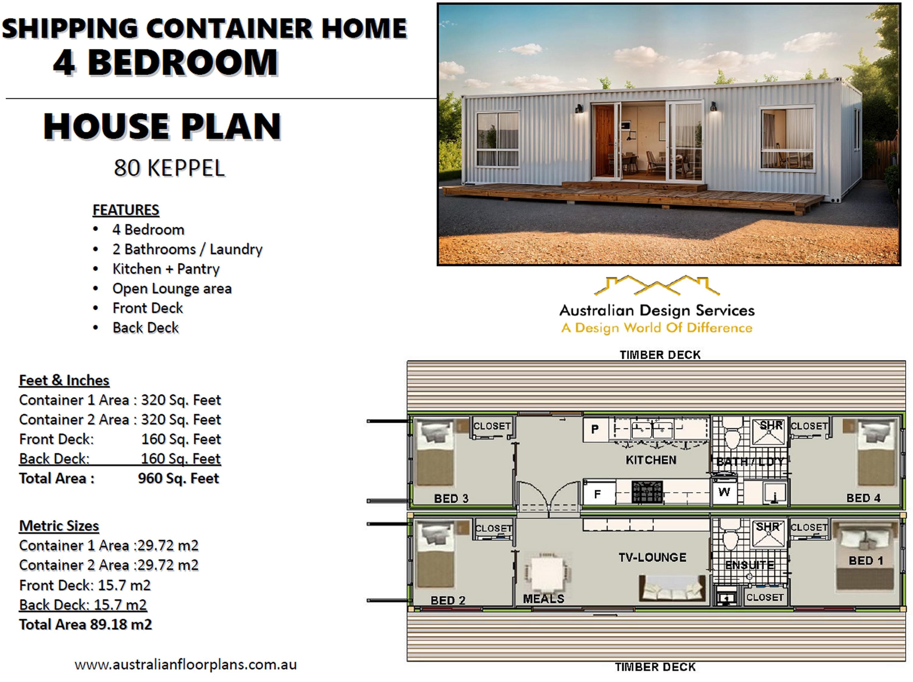 Build Plan#80 Keppel: 2/40 Foot Shipping Container Home 80 Keppel 4 ...