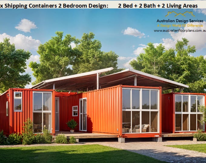 3x40' Container Home Plans | 2 Bed Container Home | Container House ...