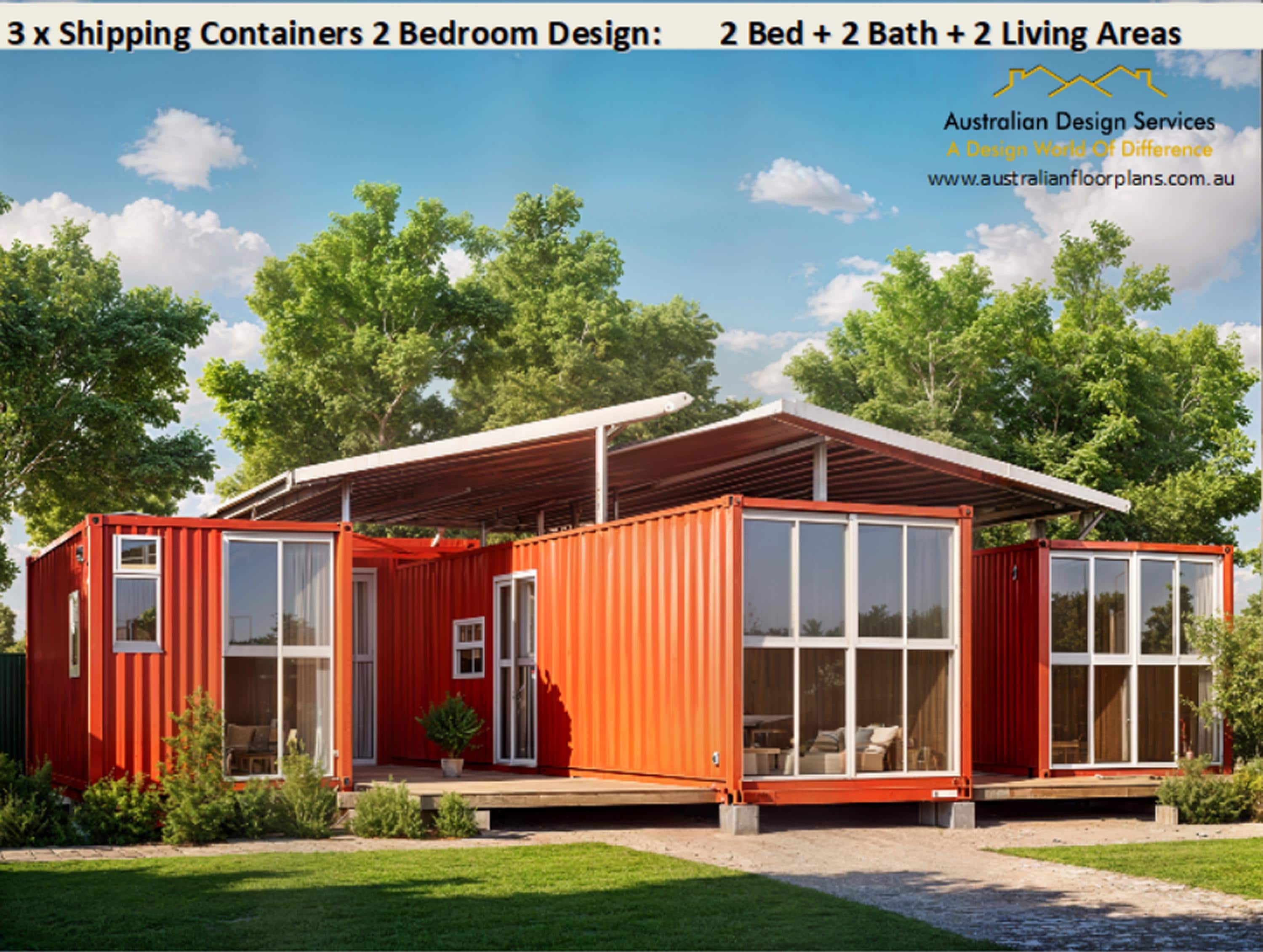 Build Plan#40 Titian 56.2: 2 Bedroom Shipping Container House Plans ...