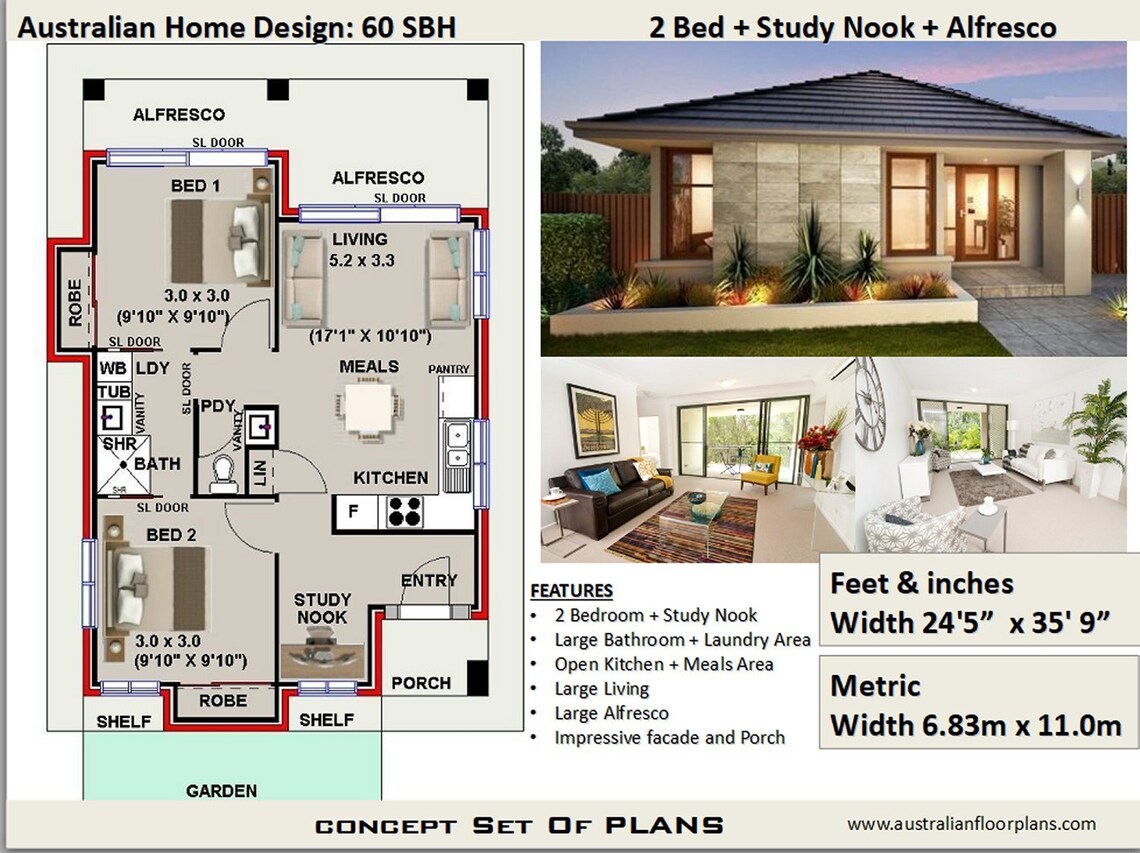 60 M2 | 645 Sq Foot | 2 Bedroom House Plan 60 SBH | Concept House Plans ...