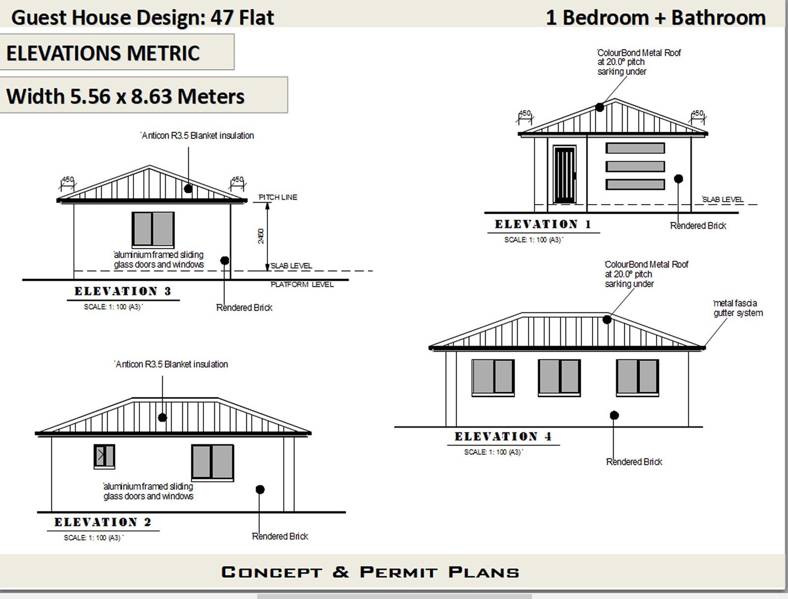 SELF CONTAINED STUDIO / Granny Flat Small and Tiny House Plan, Guest ...