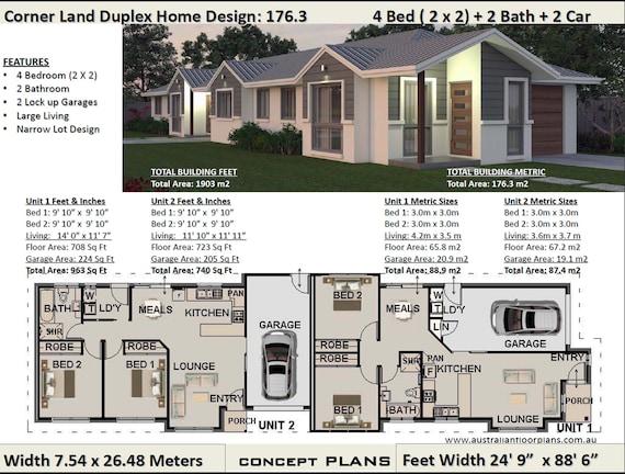 Narrow Lot Duplex House Designs