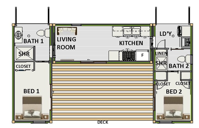 20' X 36' 6 X 12 Meters Modern Container Home Architectural Plans ...