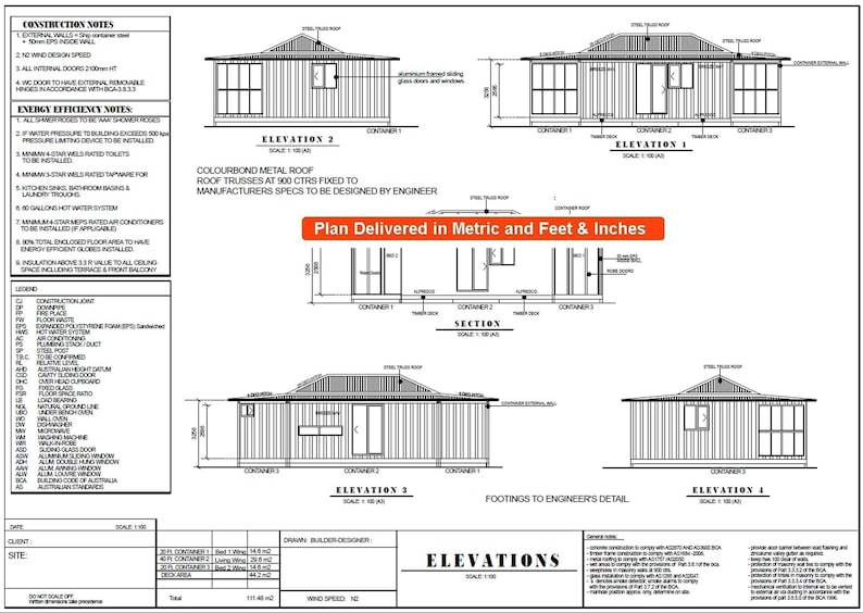 Shipping Container Home with Combination Roof house plans - Etsy España