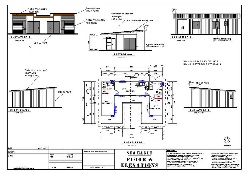 2 Bedroom Shipping Container Home Concept Plans for Sale - 46.10 M2 or ...