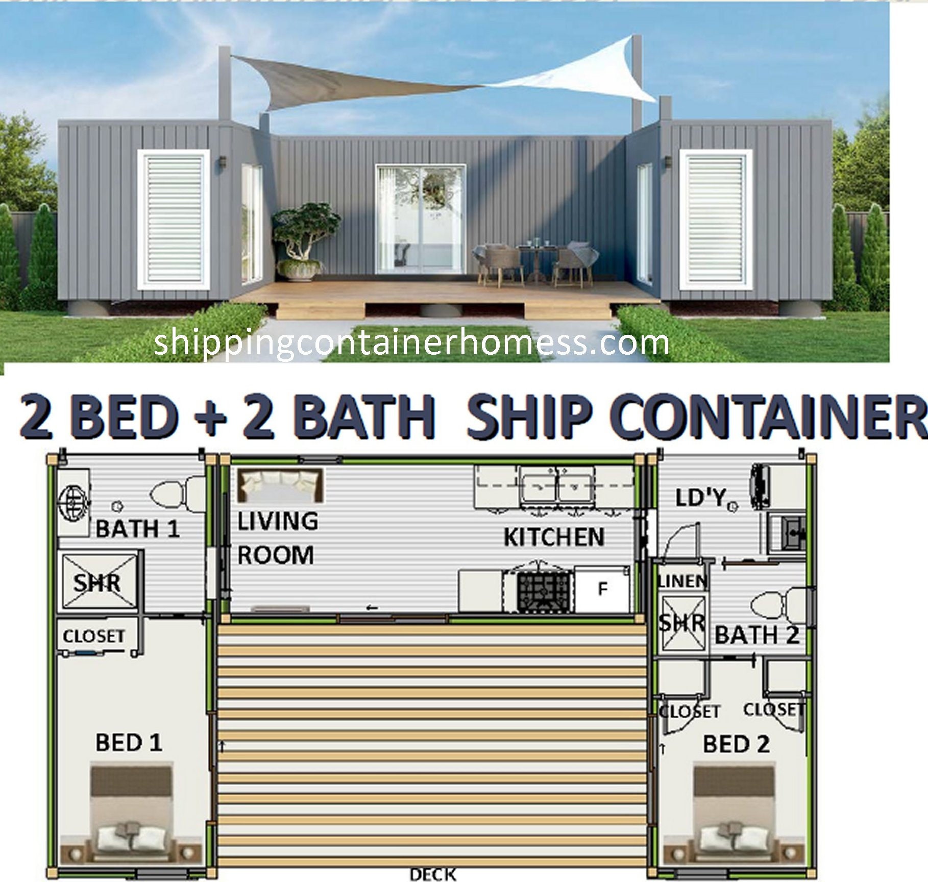 20' X 36' 6 X 12 Meters Modern Container Home Architectural Plans ...