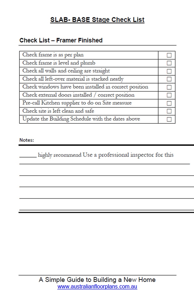 Construction Template for Sale-base Stage Check List-ideal for New Home ...