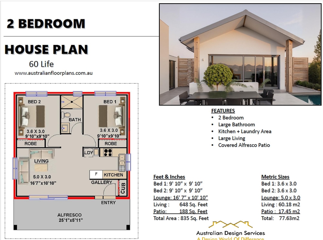 2 Bedroom House Plan, 700 Sq. Feet or 65 M2 | 2 Small Home Design ...