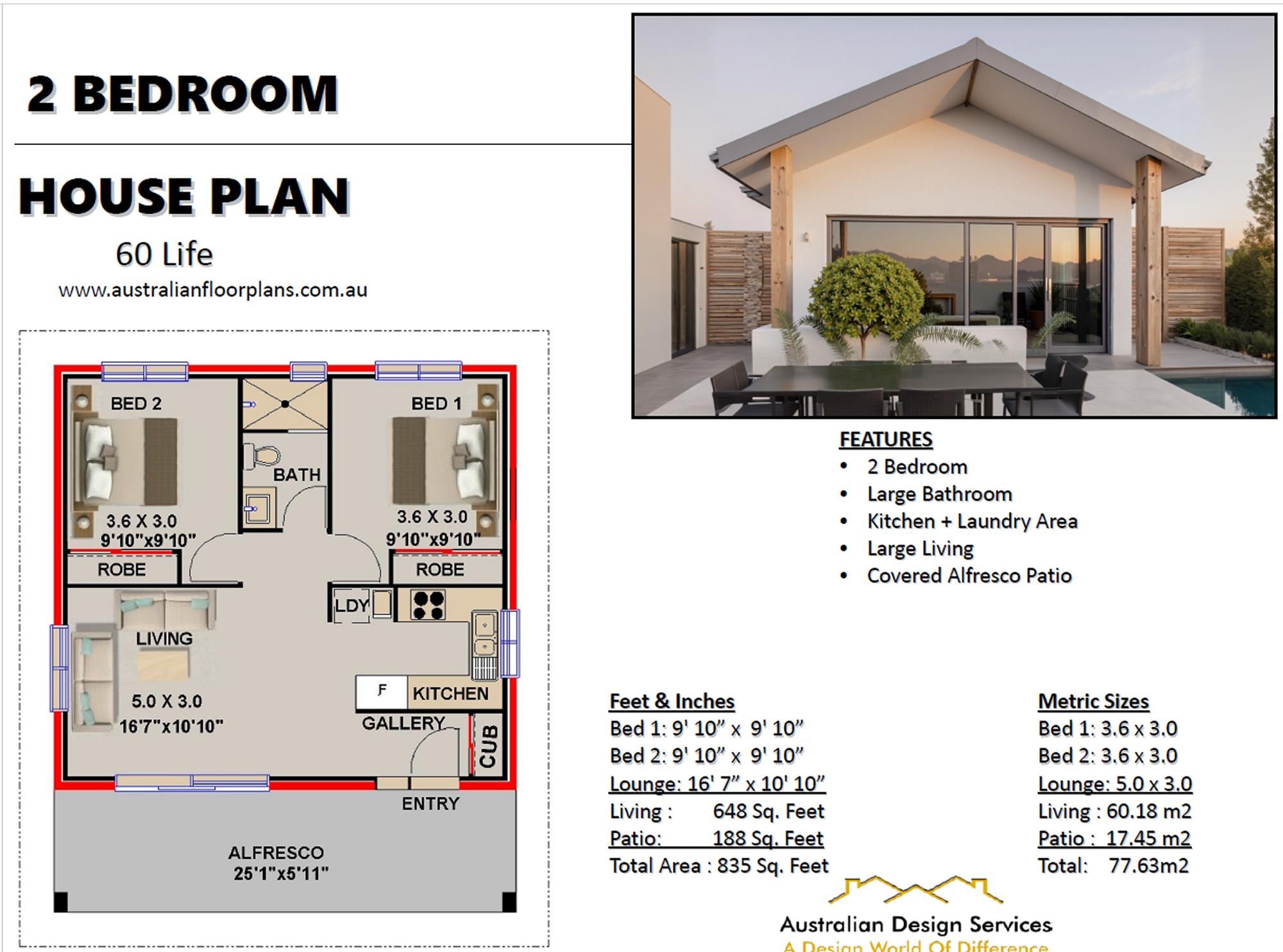 Floor Plan Of 2 Bedroom House