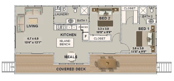 Contemporary Cabin House Plan 2 Bedroom 1200 Sq Ft Ank Studio