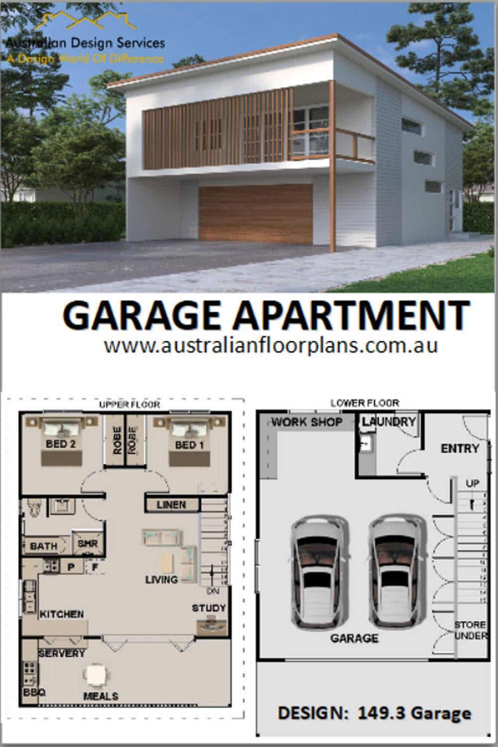 Apartments 2 Bedroom House Plans Garage