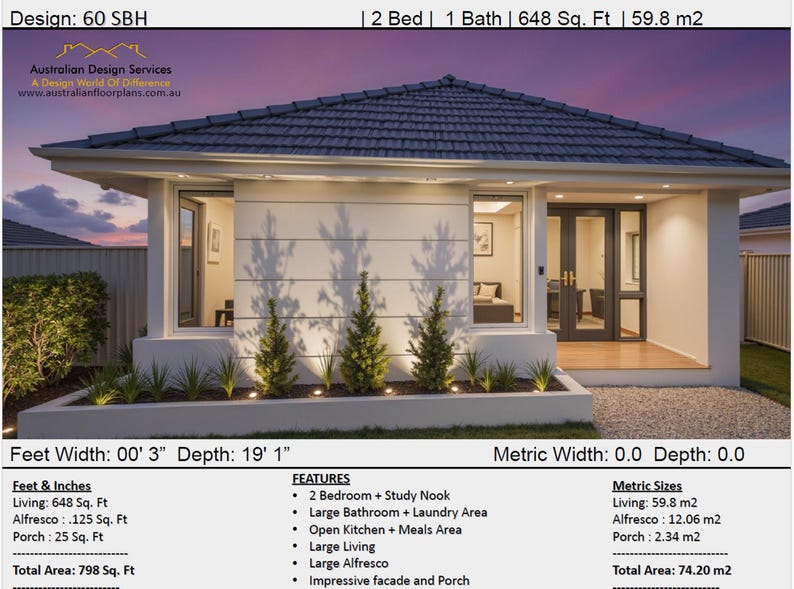 Modern 60 Sq Meters 645 Sq Ft | 2-bedroom House Plan |model 60 SBH ...