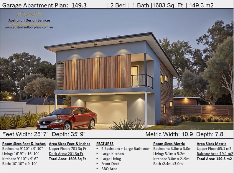 Consultation Set – 2 Bedroom Garage Apartment House Plan Living Area ...