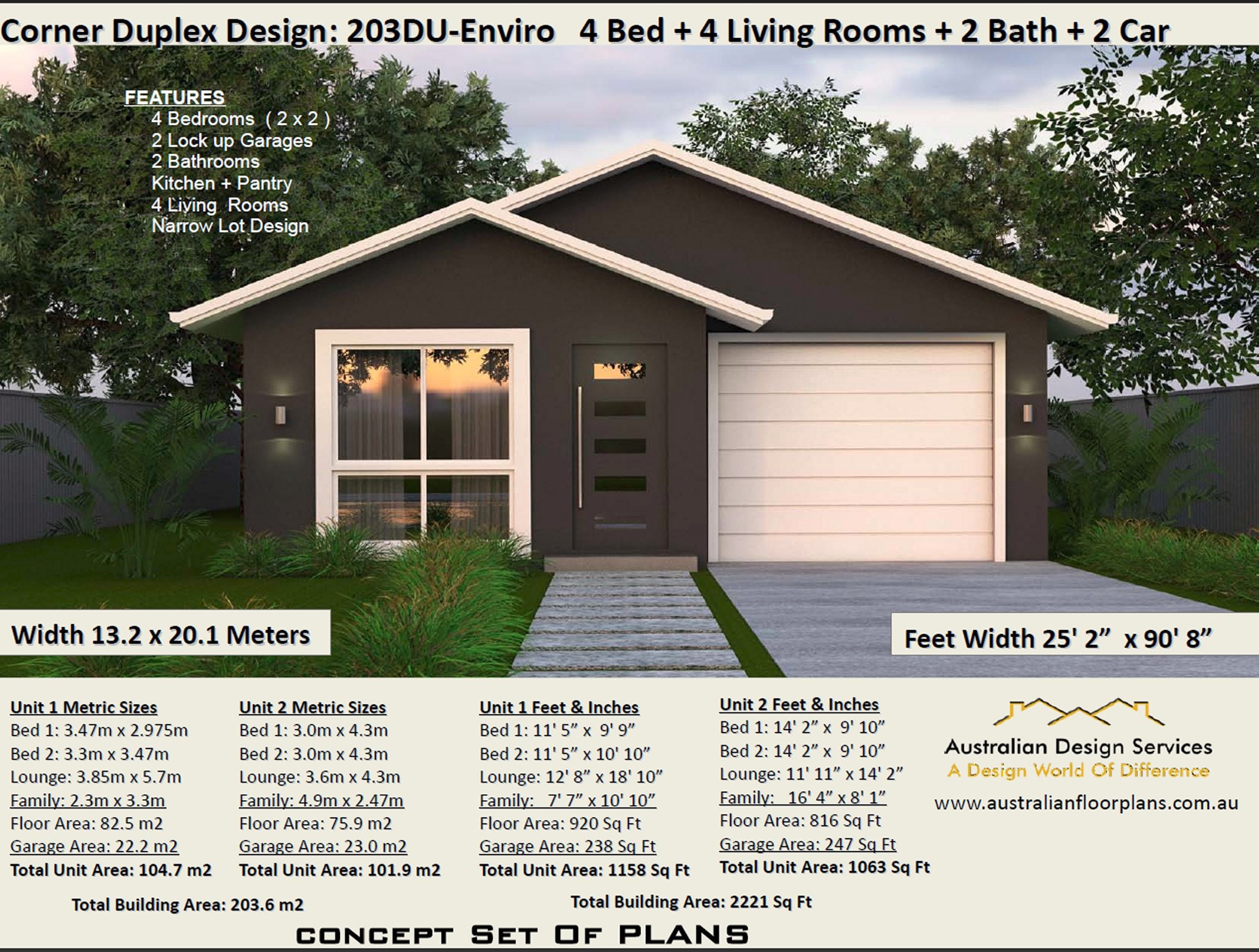 Narrow Lot Duplex House Designs