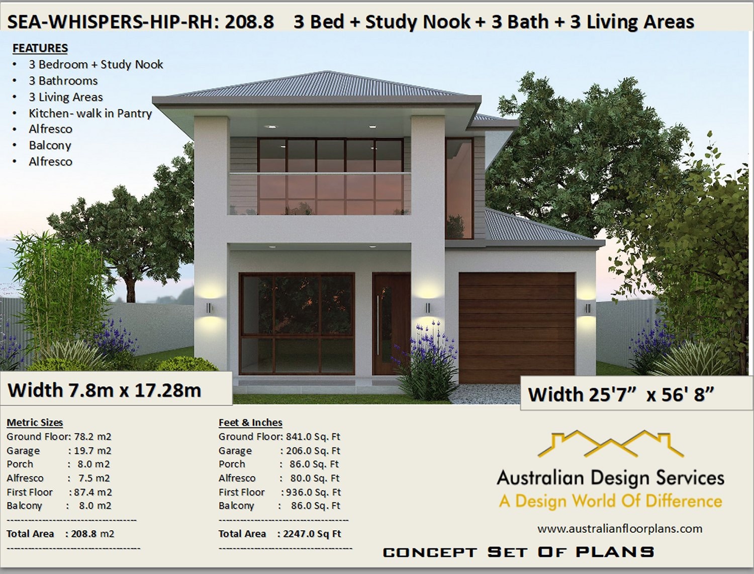 208 M2 | 2247 Sq. Feet | 2 Storey House Design | Two Storey Floor Plans ...