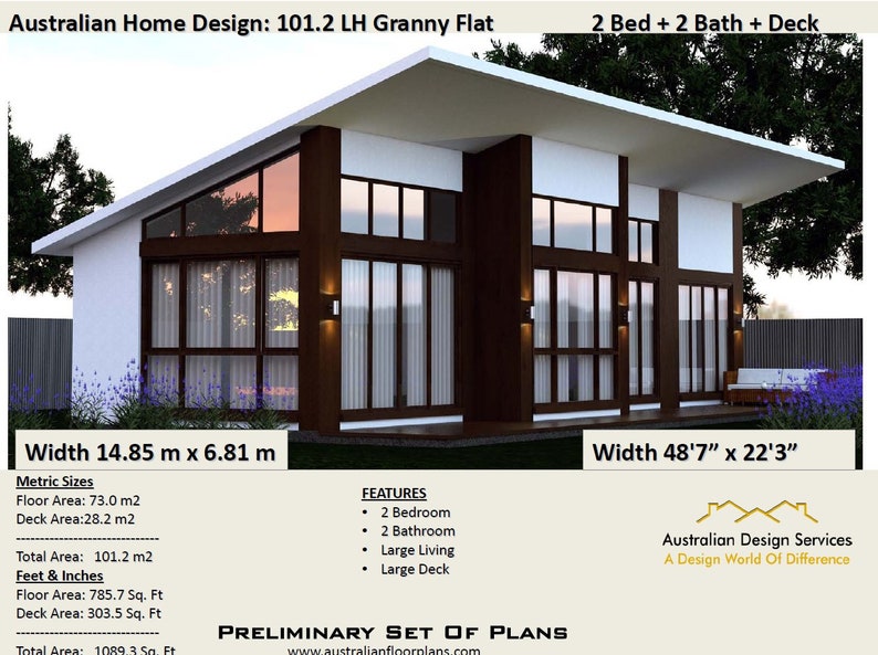 22' X 48' (15 X 7 Meters) Lean to Cottage Architectural Plans - Custom ...