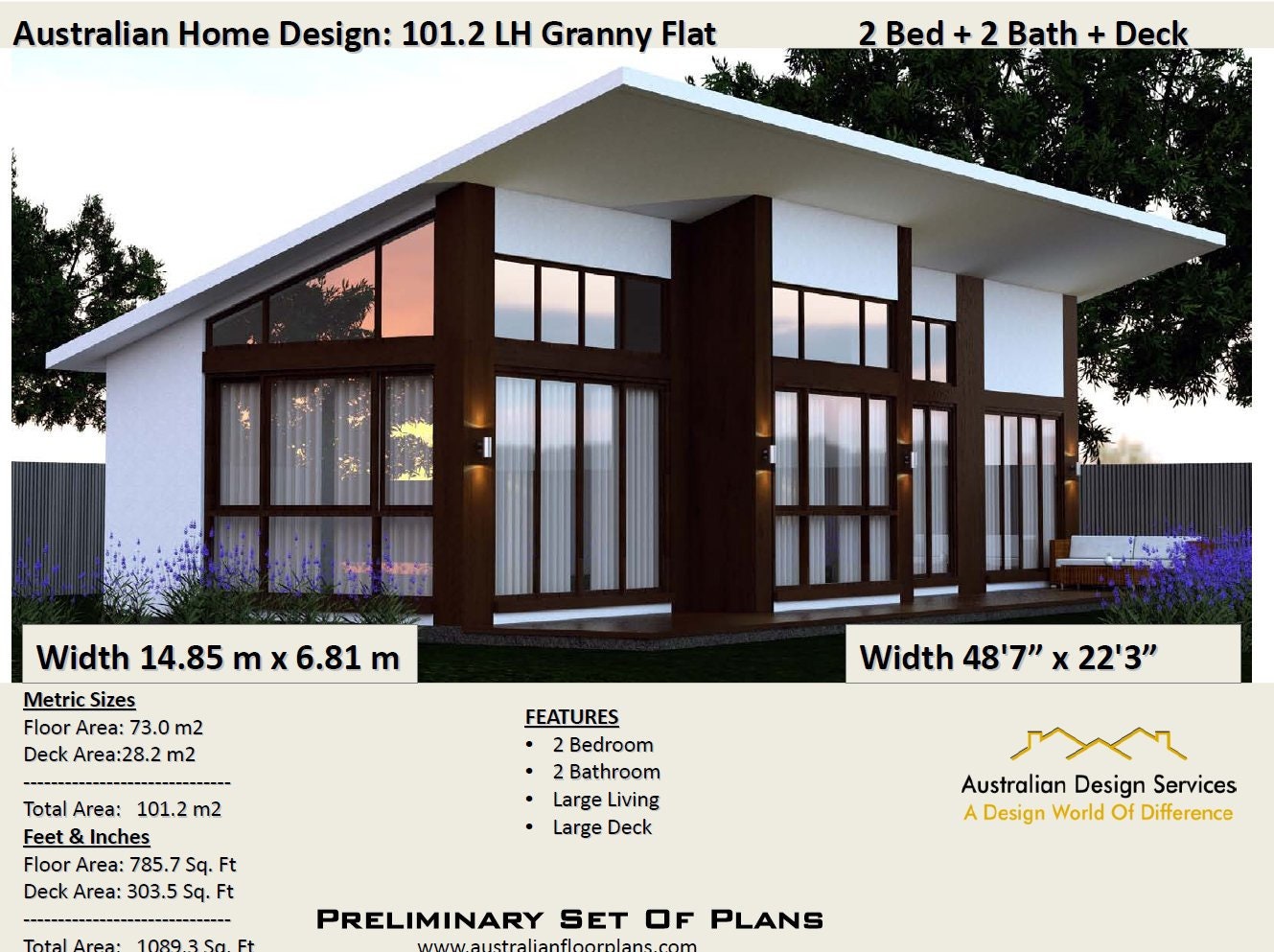 Small 2 Bedroom House Plan 101.2 M2 or 1089 Sq Foot Small and - Etsy ...