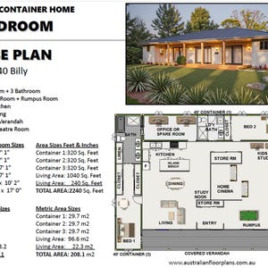 Build Plan#2240 Billy: Shipping Container Home House Plans/ House Plans ...