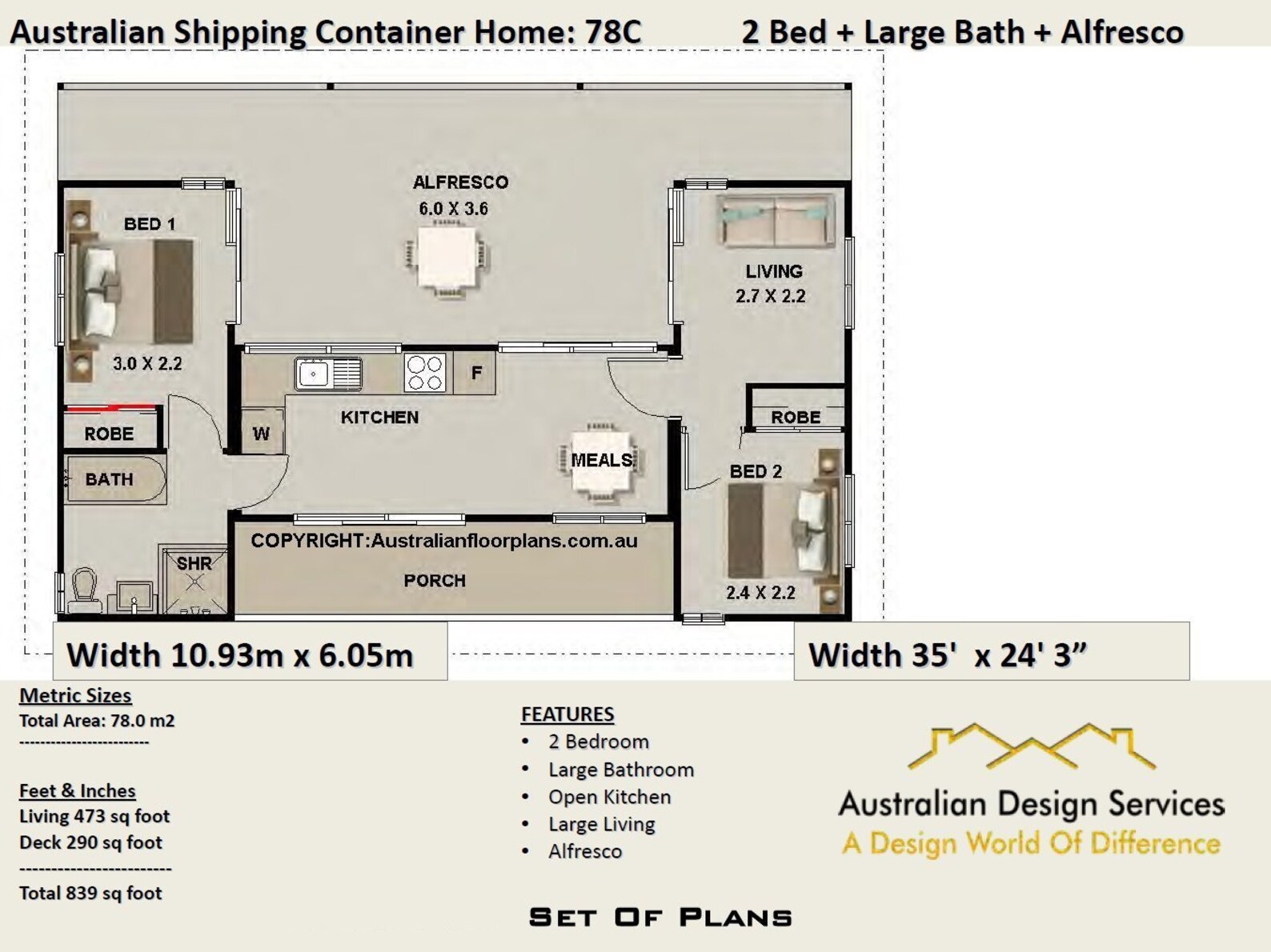 Shipping Container Concept Blueprint Plans for Sale - Combined Floor ...
