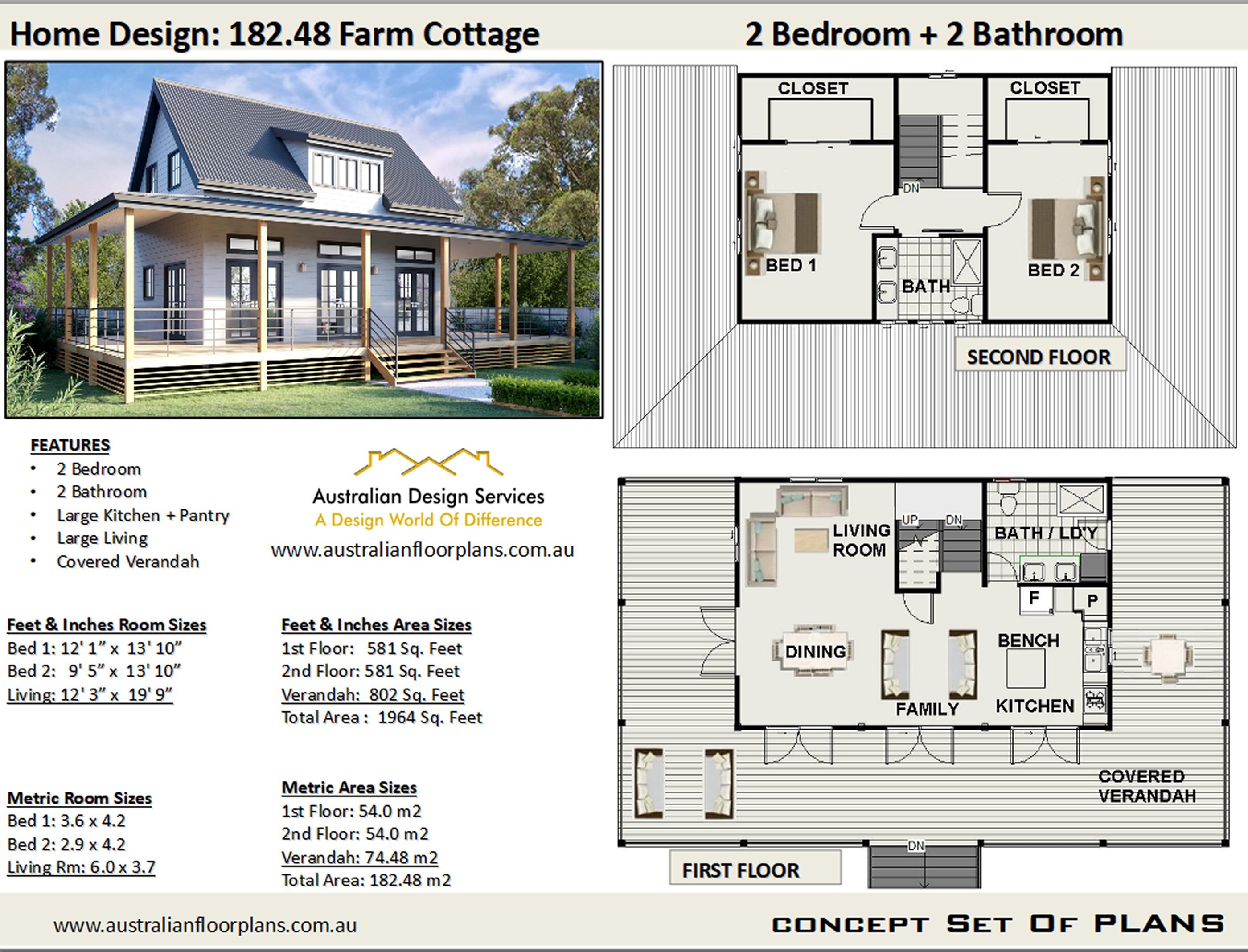 Modern Cottage House Plan | 108 M2 Living Area or 1160 Sq Foot ...