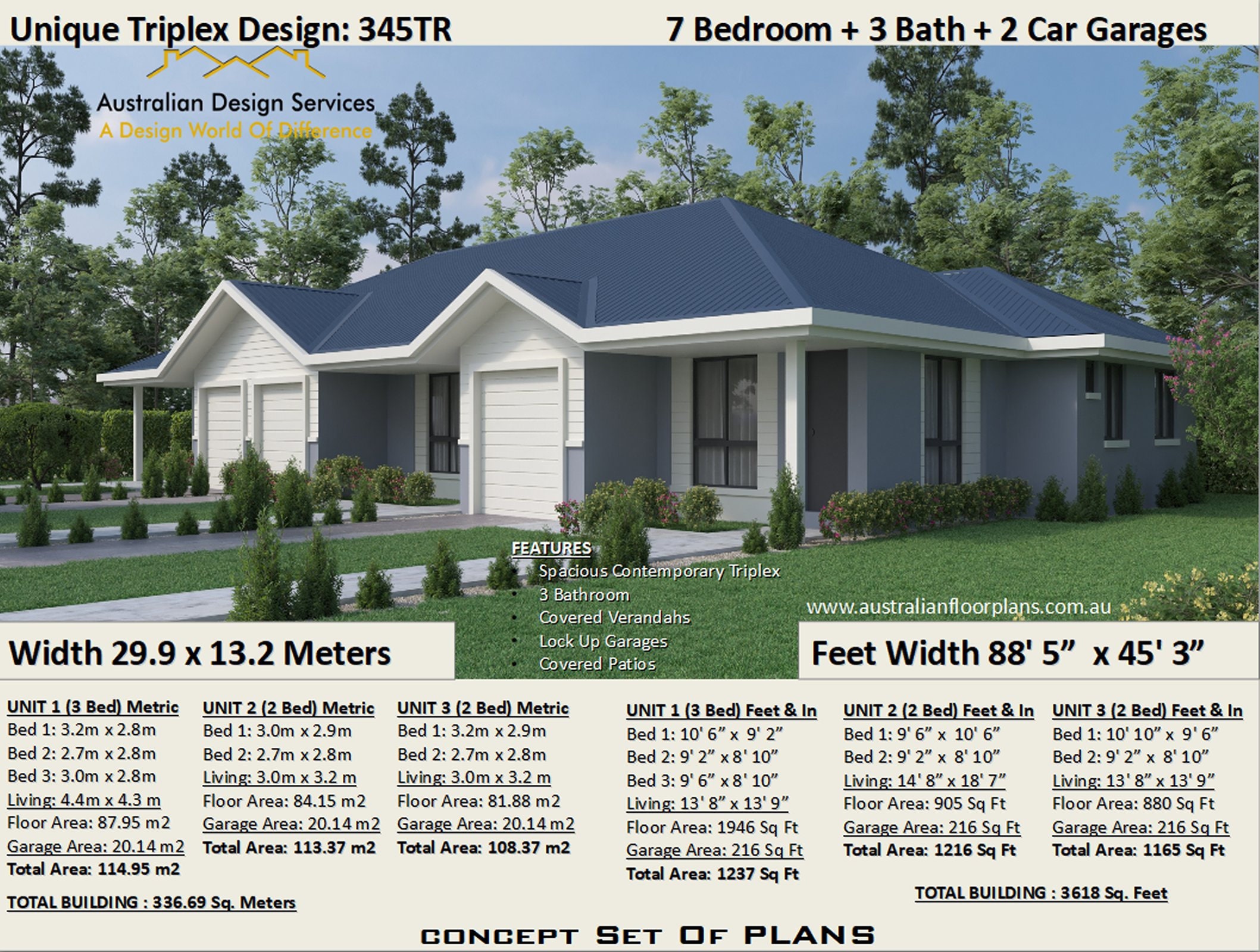 3618sq Foot or 336 M2 7 Bedrooms Triplex Design 3x 2x 2 | Etsy