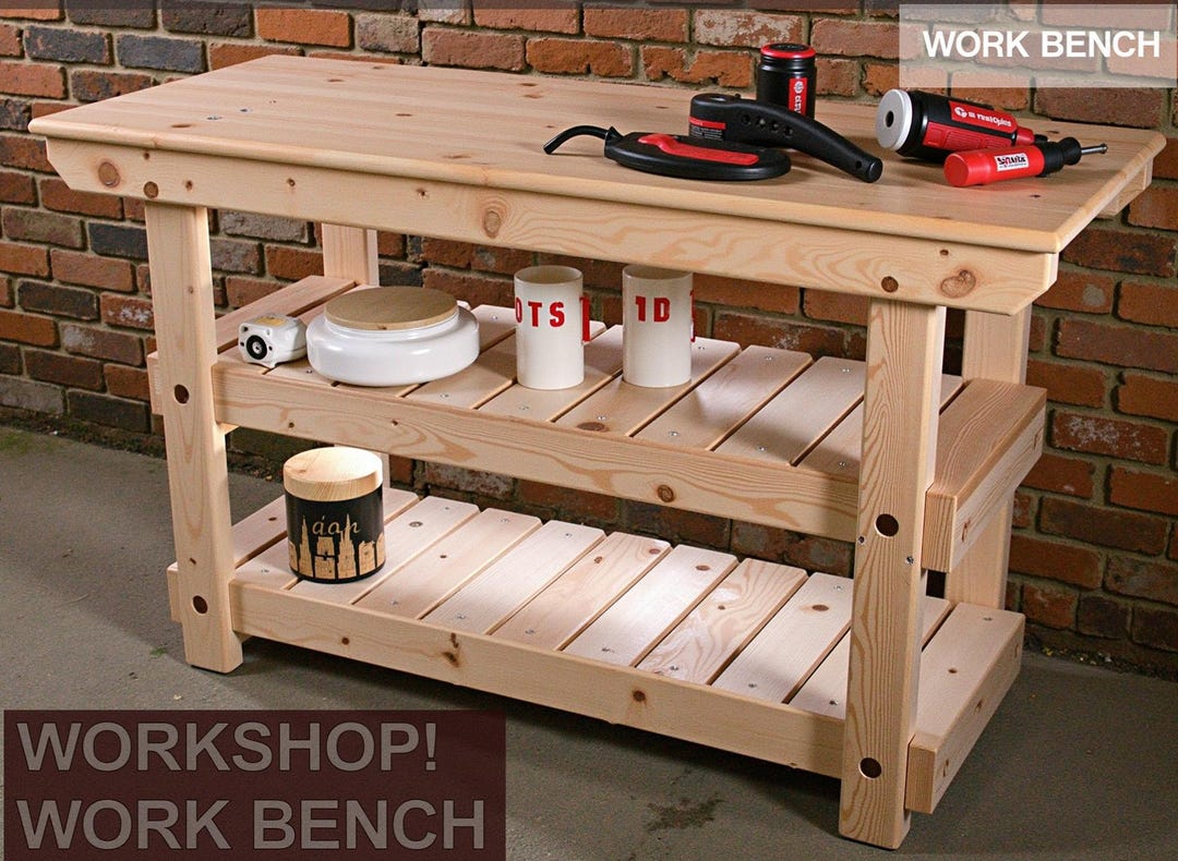 Construction Plan Bench: Build Plans-wood Garage Shelving & Work Bench ...