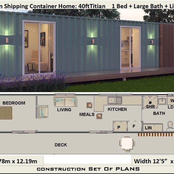 Container Home Plans 40 Foot - Etsy