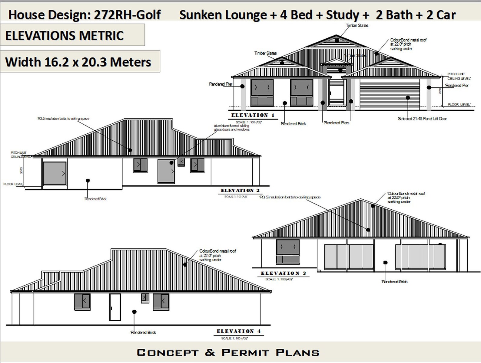 4 Bedroom House Plans 2960 Sq Foot (272 M2) Sunken Lounge + 4 Bedroom ...